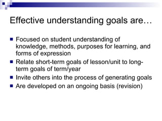 Teaching for Understanding: Understanding Goals | PPT