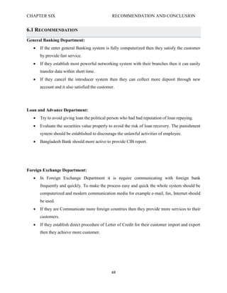 Internship report on General Banking activities of Janat Bank limited | PDF