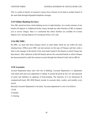 Internship report on General Banking activities of Janat Bank limited | PDF
