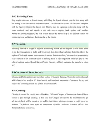 Internship report on General Banking activities of Janat Bank limited | PDF