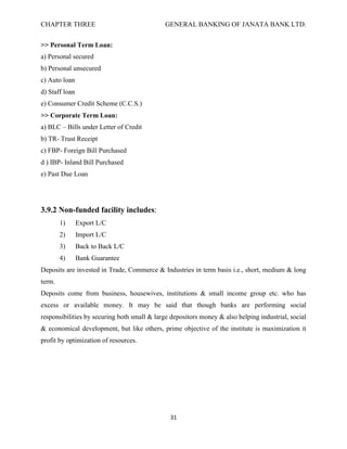 Internship report on General Banking activities of Janat Bank limited | PDF