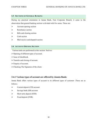 Internship report on General Banking activities of Janat Bank limited | PDF