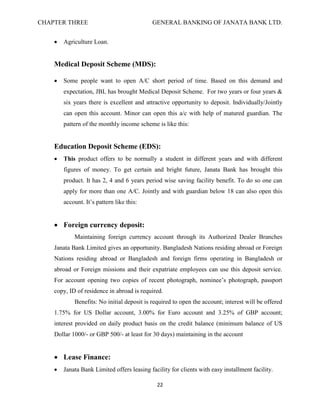 Internship report on General Banking activities of Janat Bank limited | PDF