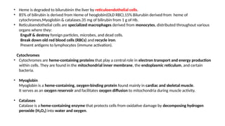 Heme catabolism in Humans.RBC,Heme,cytochromes,myoglobin & catalases | PPTX