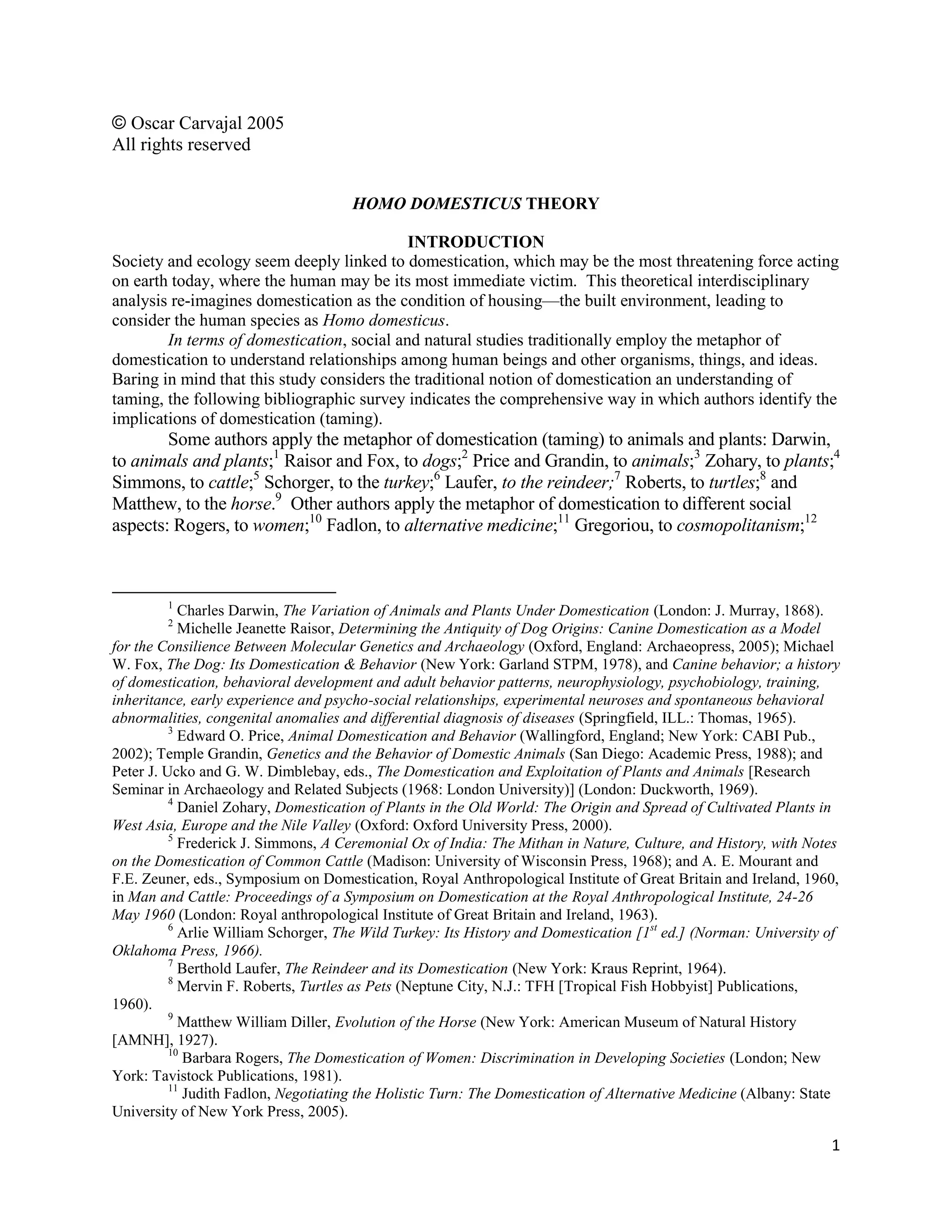 HOMO DOMESTICUS: Theory | DOCX