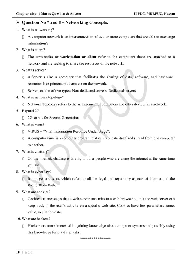 chapter-wise- 1 mark Q.pdf | Programming Languages | Computing