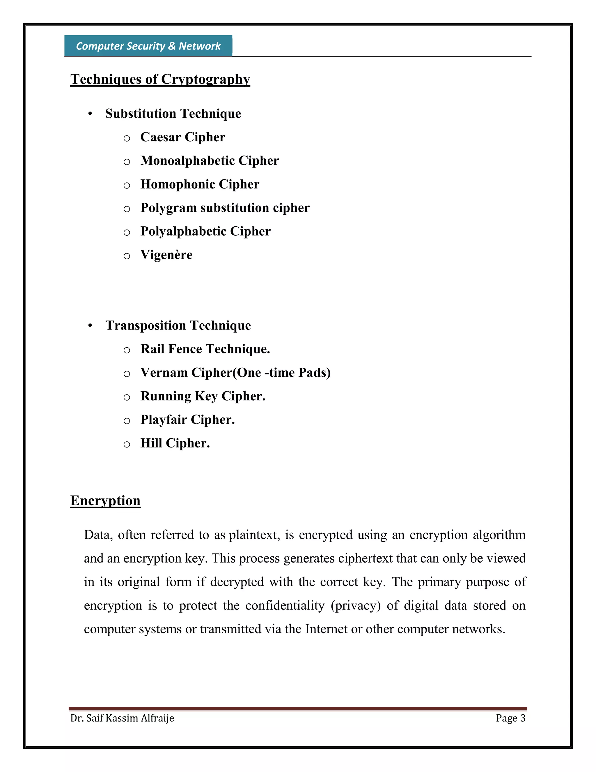 Computer Security (Cryptography) Ch01 | PDF