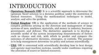 Operation research - Chapter 01 | PPTX