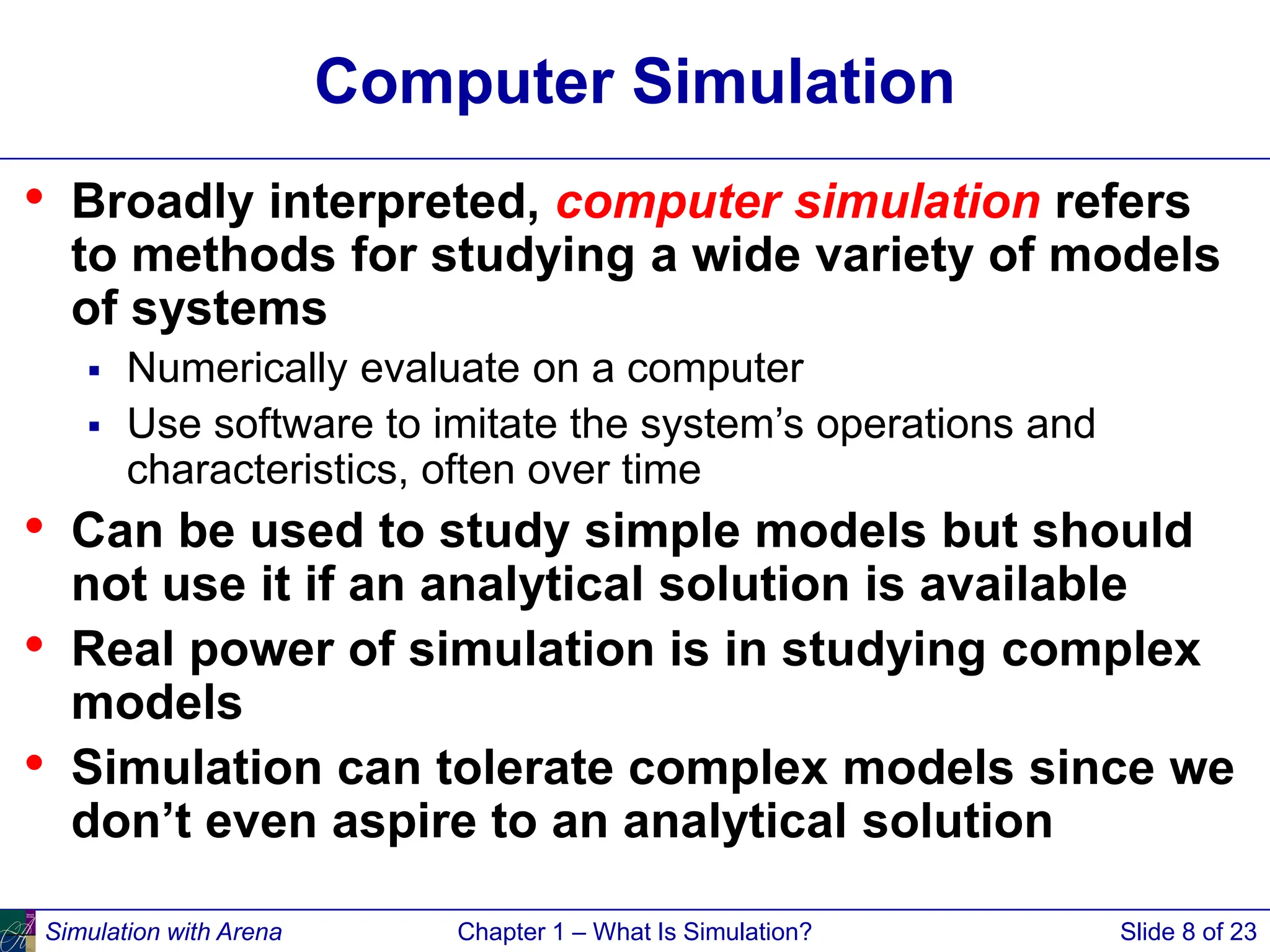 Simulation with ARENA Chapter 1: What is Simulation? | PPT