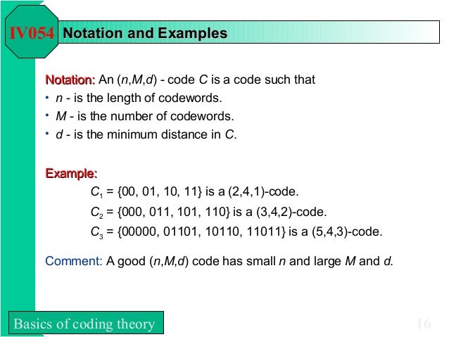 Basics of Coding Theory Basics of Coding Theory