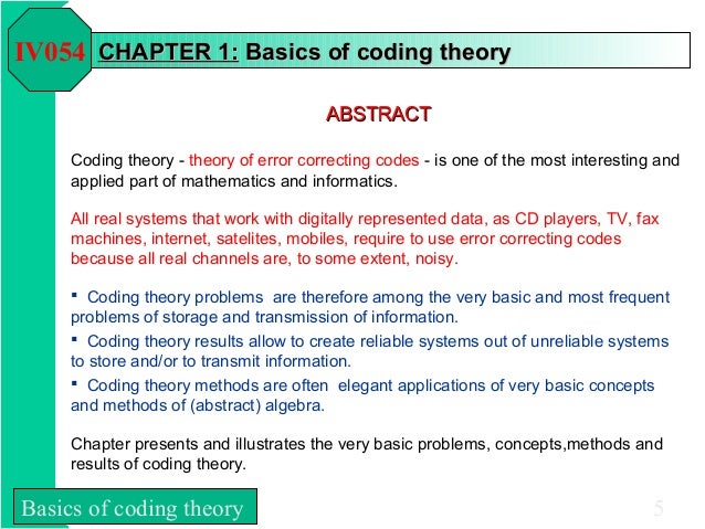 Basics Of Coding Theory