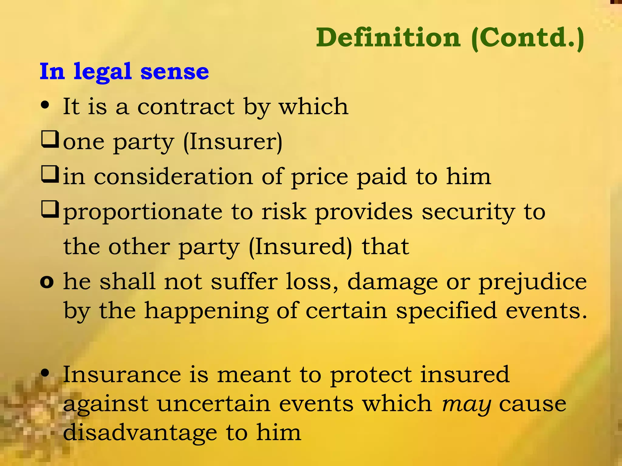 Chapter 01 concepts and principles of insurance | PPT