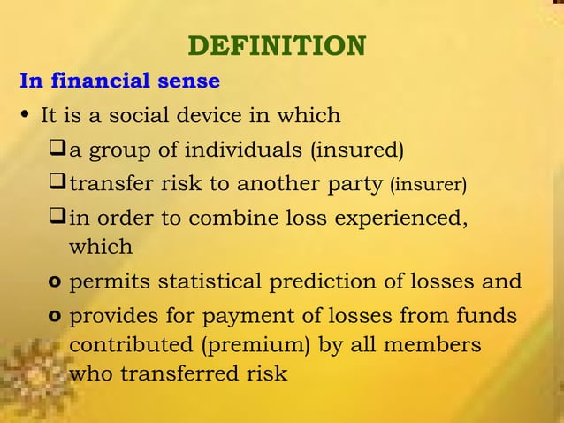 Chapter 01 concepts and principles of insurance | PPT
