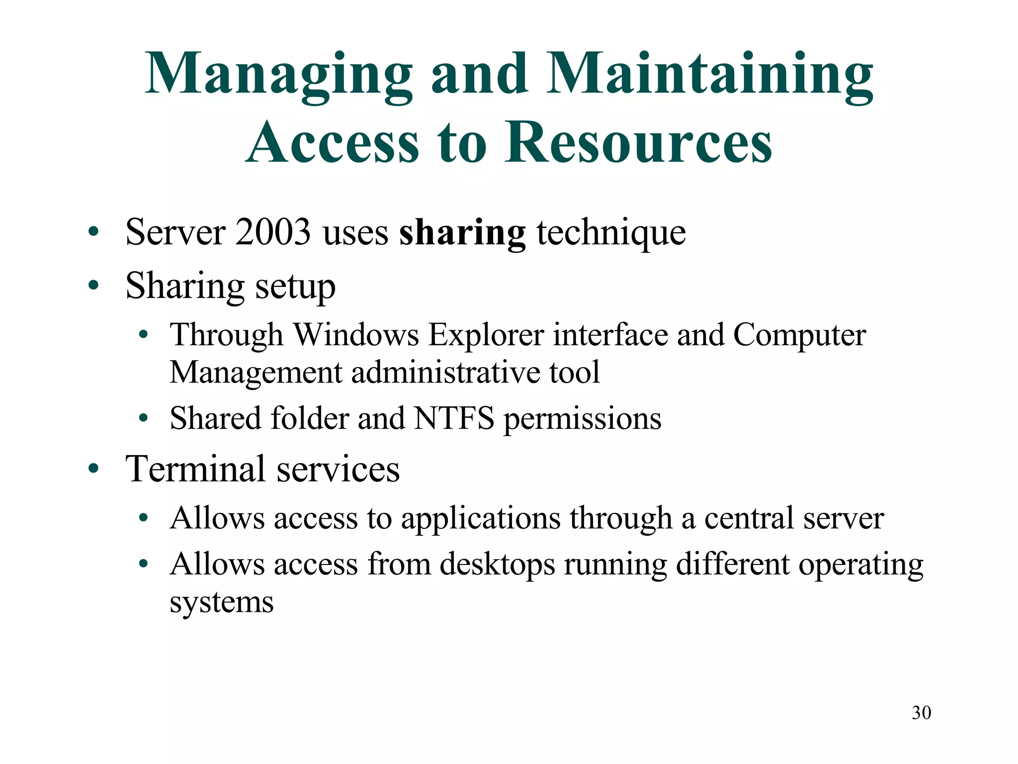 Chapter01 Introduction To Windows Server 2003 | PPT