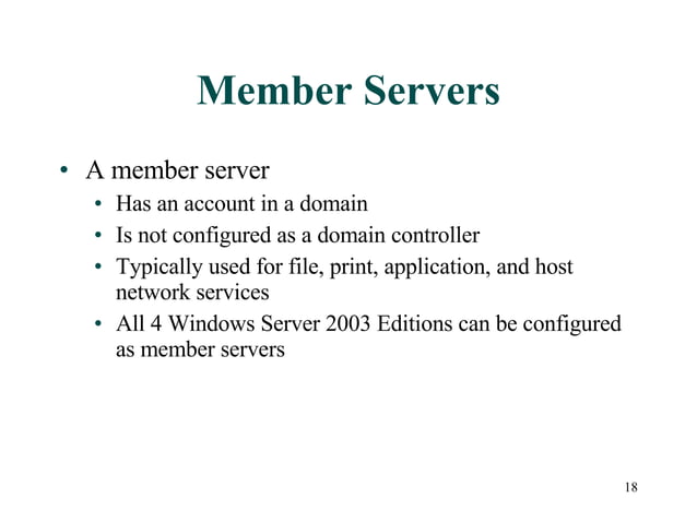 Chapter01 Introduction To Windows Server 2003 | PPT