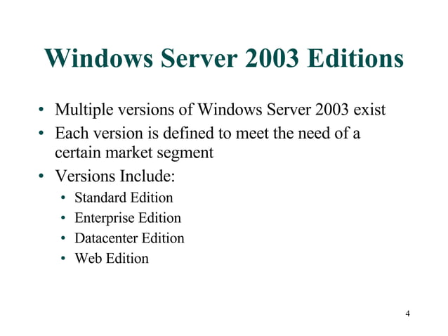 Chapter01 Introduction To Windows Server 2003 | PPT