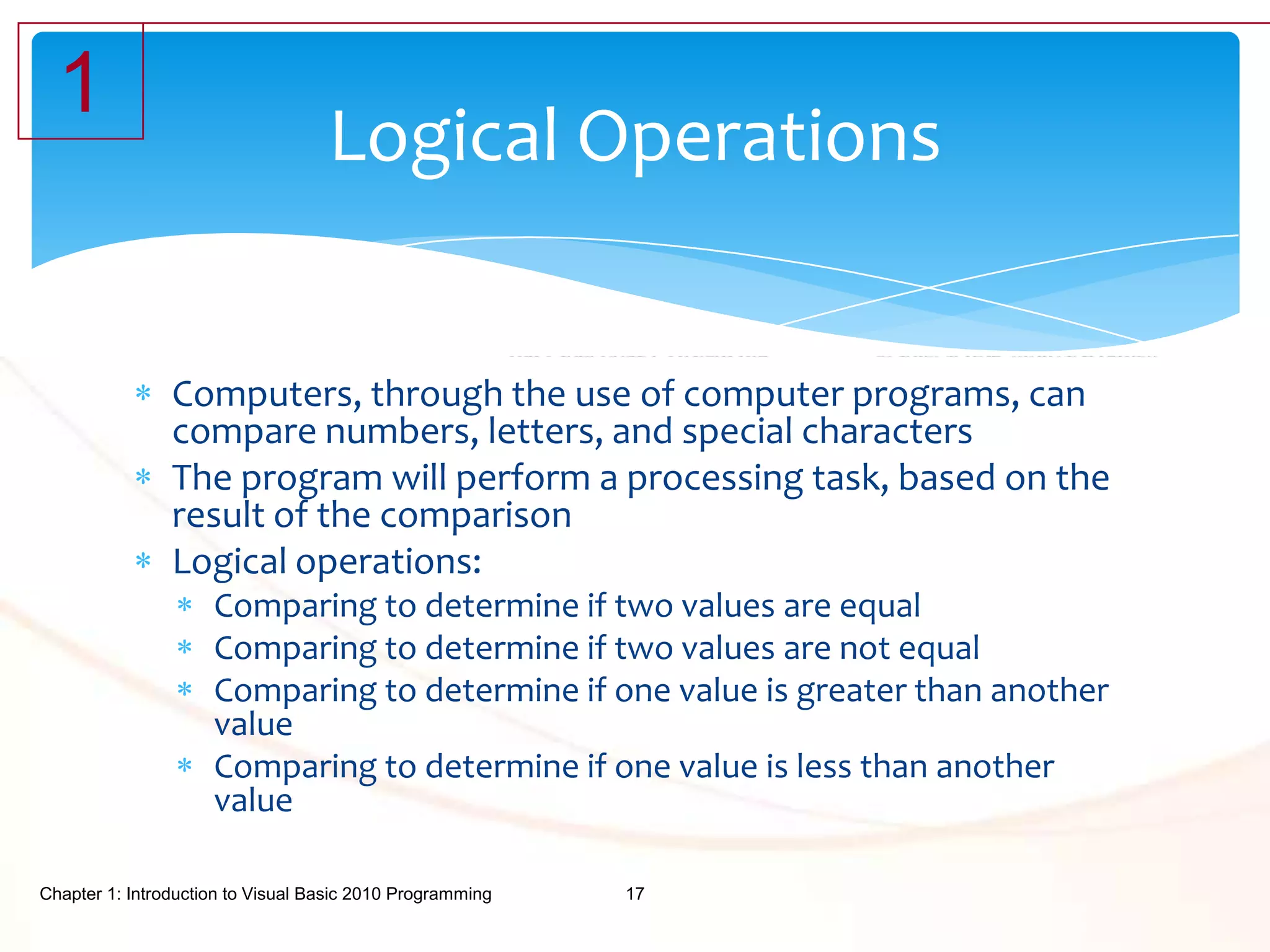 Chapter 1 — Introduction to Visual Basic 2010 Programming | PPTX