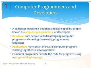Chapter 1 — Introduction to Visual Basic 2010 Programming | PPTX