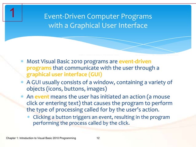Chapter 1 — Introduction to Visual Basic 2010 Programming | PPTX