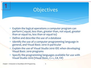 Chapter 1 — Introduction to Visual Basic 2010 Programming | PPTX