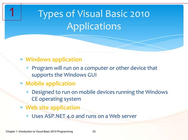 Chapter 1 — Introduction to Visual Basic 2010 Programming | PPTX