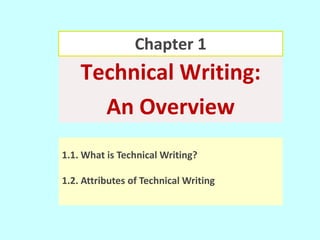 Presentation of Chapter 01 Technical Writing | PDF