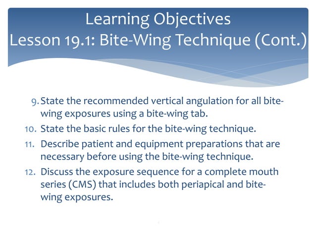 Chapter 19: Bitewing Technique | PPT | Dental Health | Diseases and ...