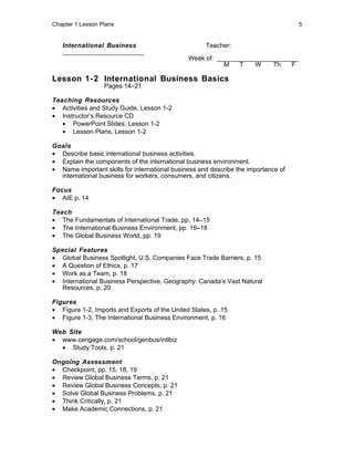 Chapter 01 lesson plans | DOC | Educational Assessment | Education