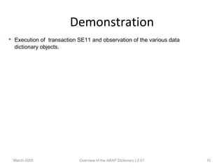 Chapter 01 overview of abap dictionary1 | PPT
