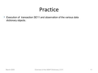 Chapter 01 overview of abap dictionary1 | PPT
