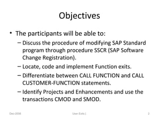 Chapter 01 user exits | PPT