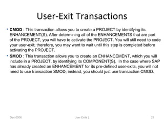 Chapter 01 user exits | PPT