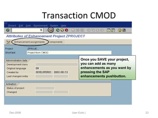 Chapter 01 user exits | PPT