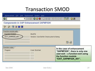Chapter 01 user exits | PPT