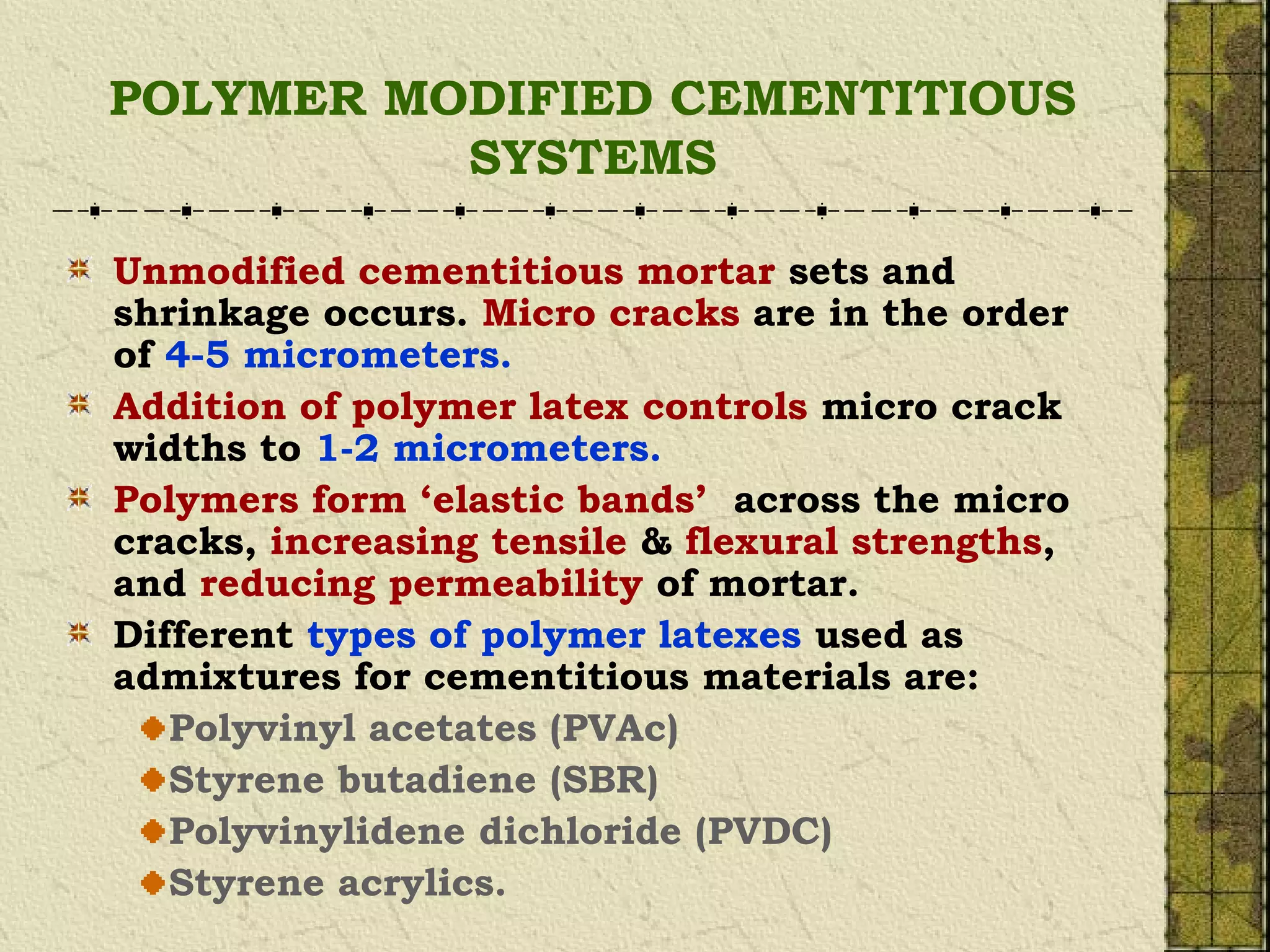 polymers for concrete repair | PPT | Chemistry | Science