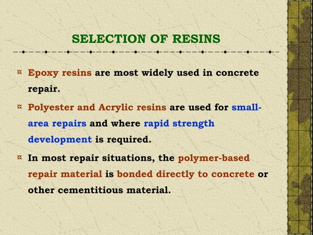 polymers for concrete repair | PPT | Chemistry | Science