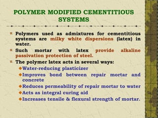 polymers for concrete repair | PPT | Chemistry | Science