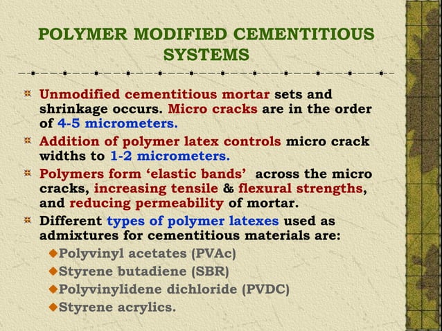 polymers for concrete repair | PPT | Chemistry | Science