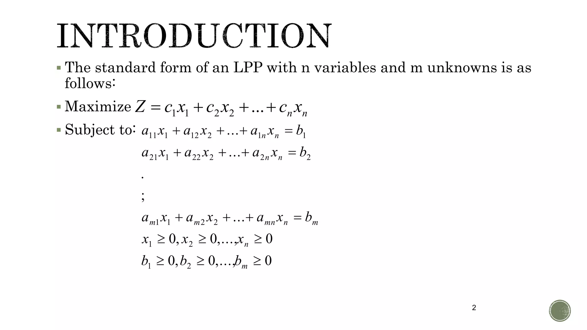 Operations Research - Simplex Method Introduction | PPTX