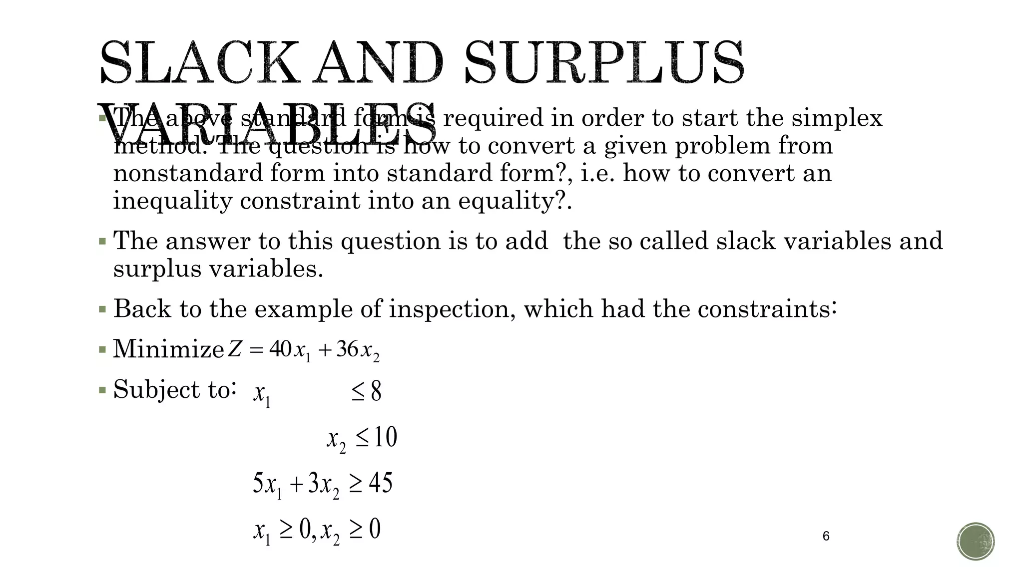 Operations Research - Simplex Method Introduction | PPTX