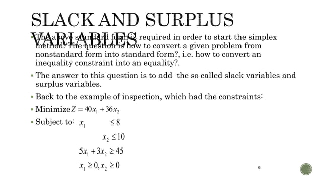Operations Research - Simplex Method Introduction | PPTX