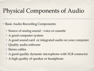 Chapter 02 audio recording - part i | PPT | Digital Audio | Computer Software and Applications