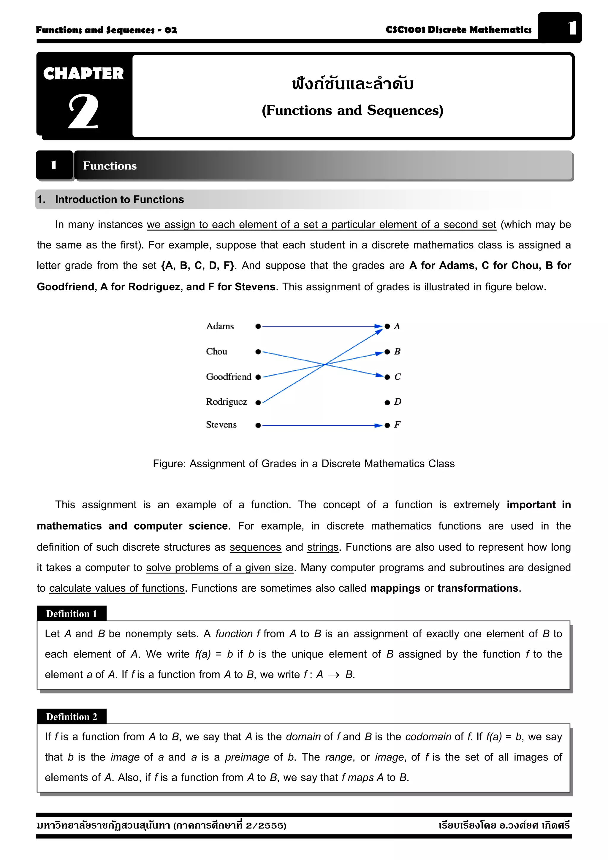 Discrete-Chapter 02 Functions and Sequences | PDF