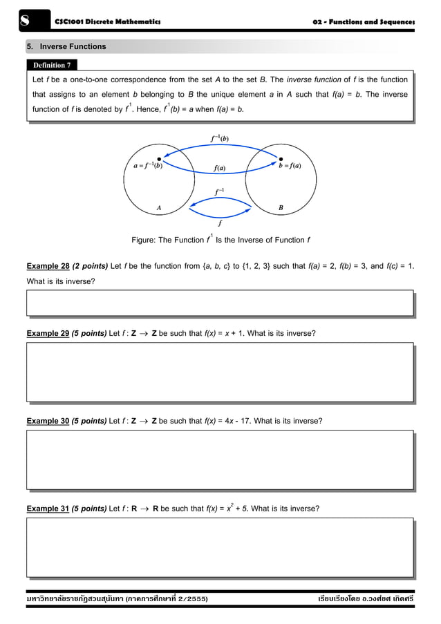 Discrete-Chapter 02 Functions and Sequences | PDF