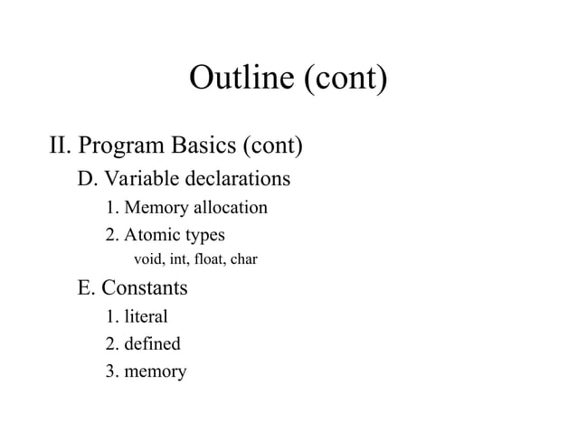 Variables Identifiers Constants Declaration In C Ppt