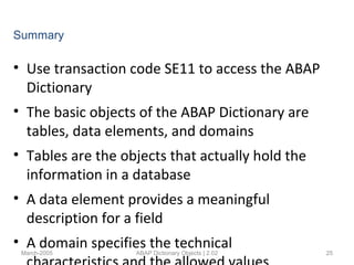 Chapter 02 abap dictionary objects1 | PPT