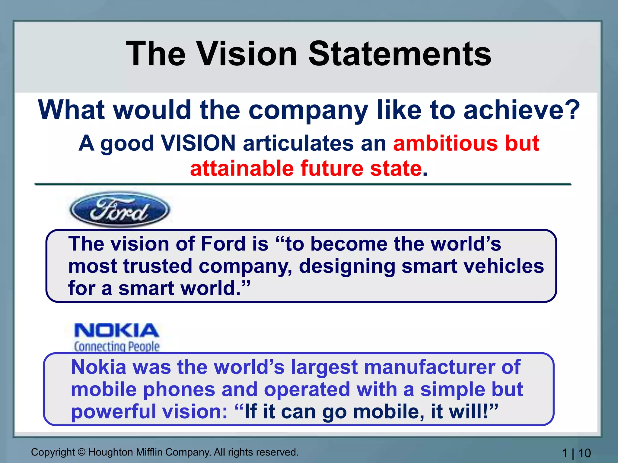 Chapter 02 Charting a Company's Direction-Its Vision, Mission ...