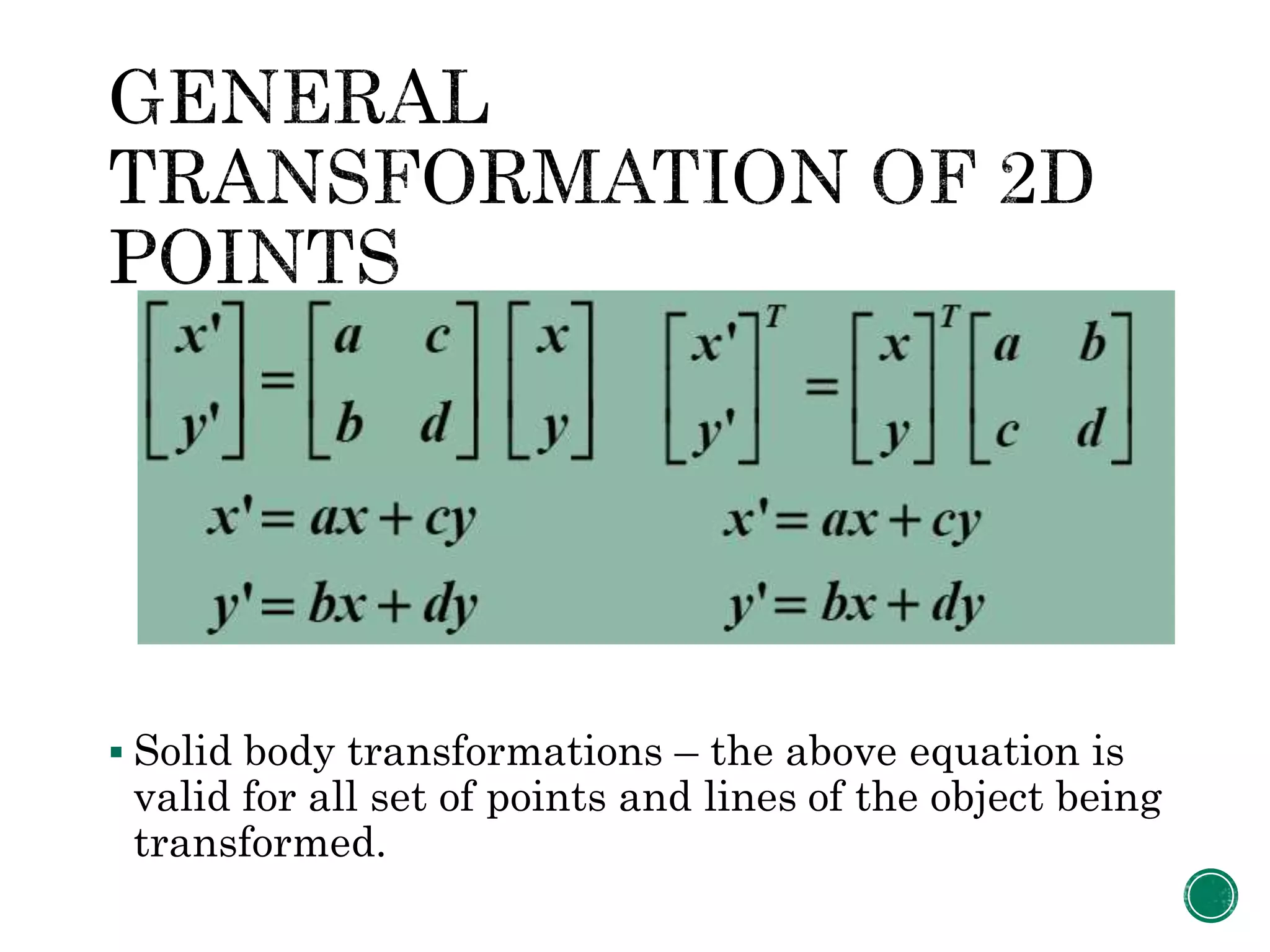 Computer Graphics - transformations in 2d | PPTX