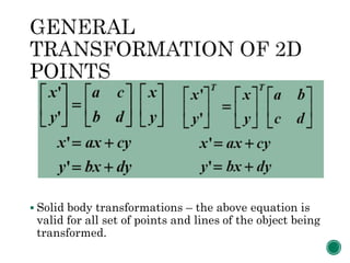 Computer Graphics - transformations in 2d | PPTX