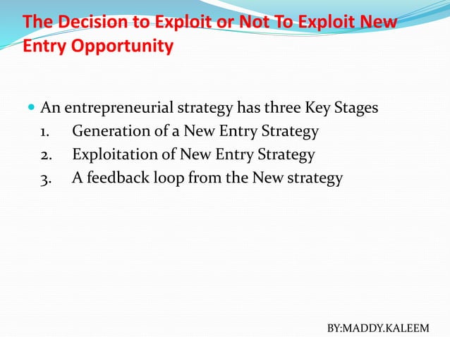 Entrepreneurial Strategy Generating and Exploiting New Strategies ...
